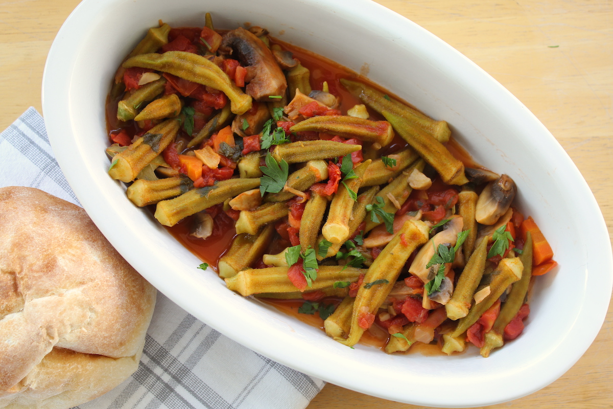 Okra with mushrooms - iCooktoHeal
